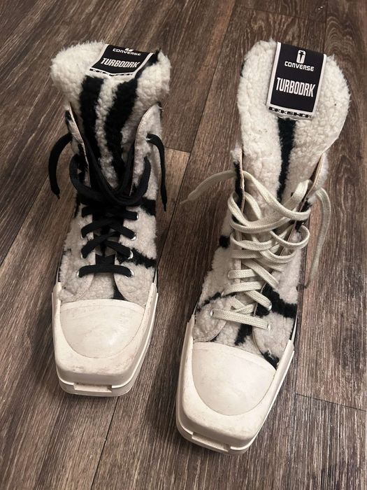 Converse Sherpa Rick Owens zebra converse collab | Grailed