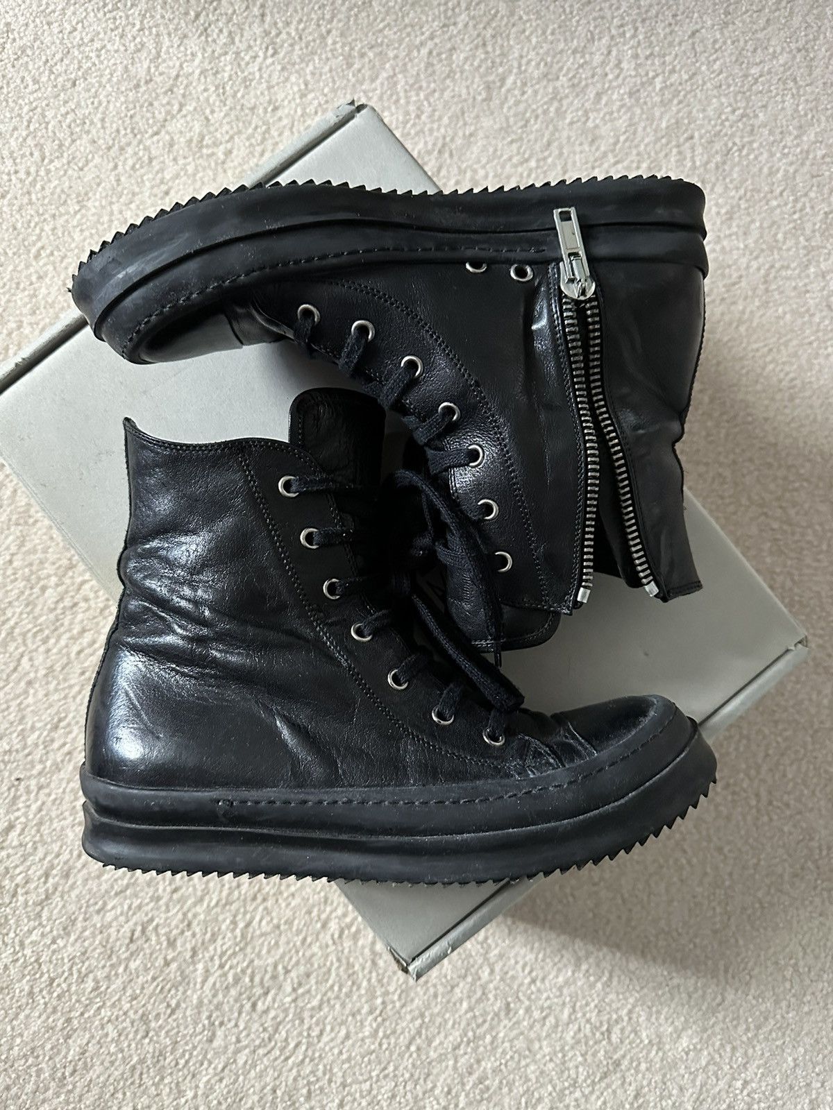 Rick Owens Rick Owens Black Leather Ramones | Grailed
