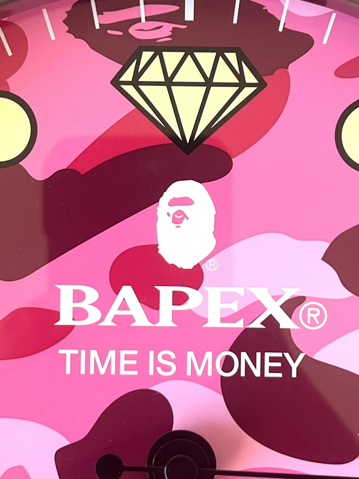 Bape 🔥 BAPE WALL CLOCK ABC CAMO PINK BAPEX glow in the dark | Grailed