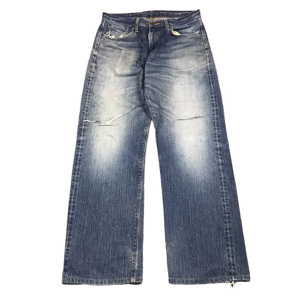 Designer × Edwin × Japanese Brand BAGGY🔥EDWIN 505Z SELVAGE DISTRESSED ...