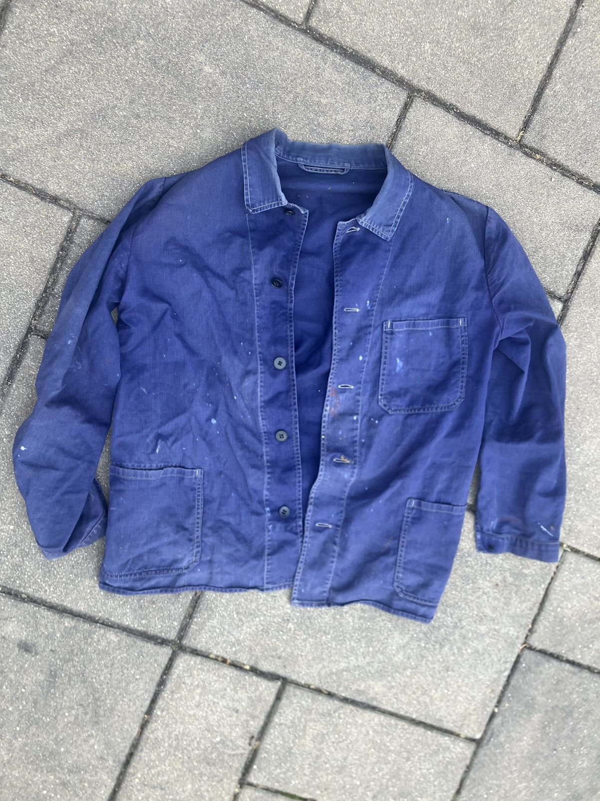 Vintage 50s Paint Splattered Blue French Chore Jacket | Grailed