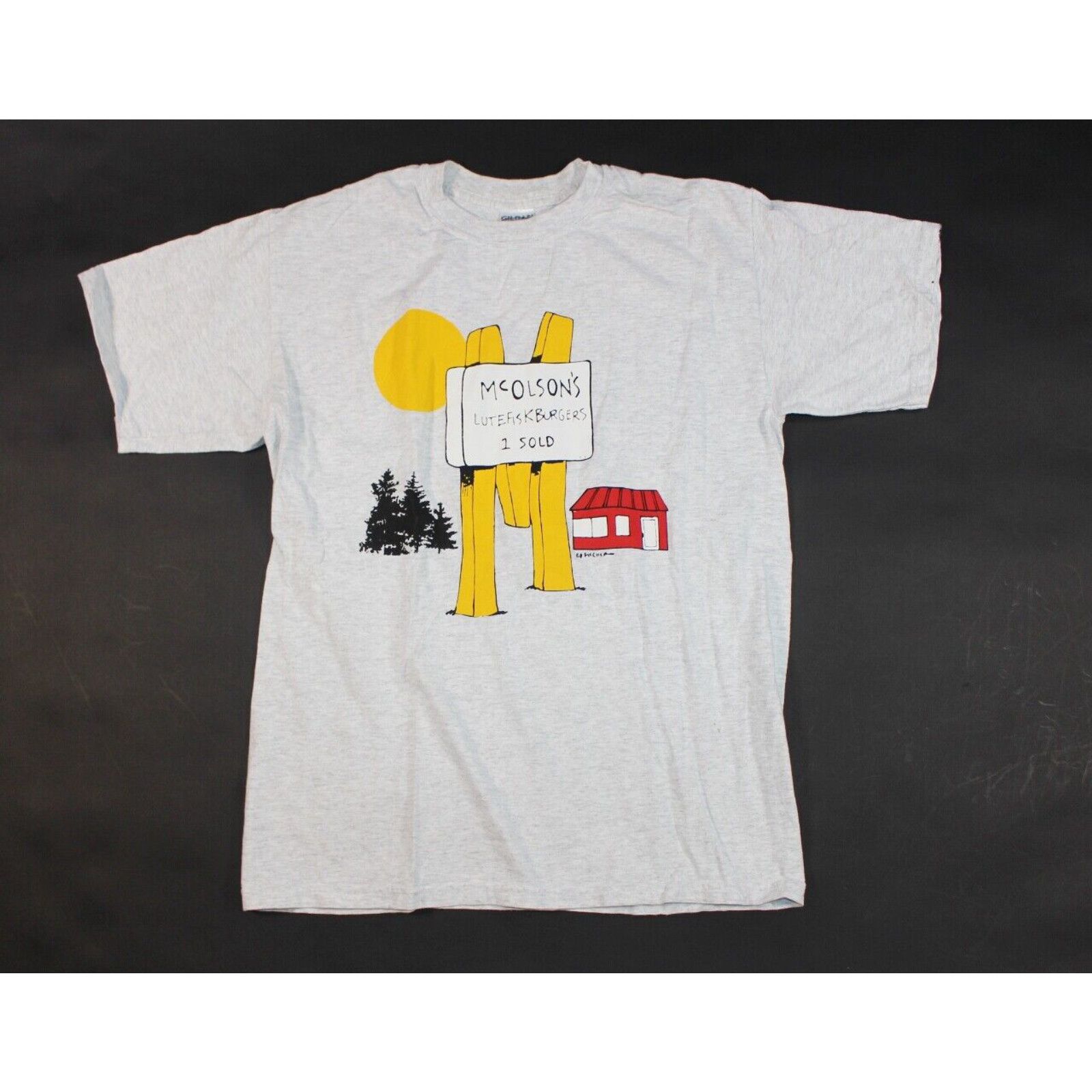 Gildan Ed Fischer Cartoonist Gray Medium McDonald's McOlson's Lutefisk ...