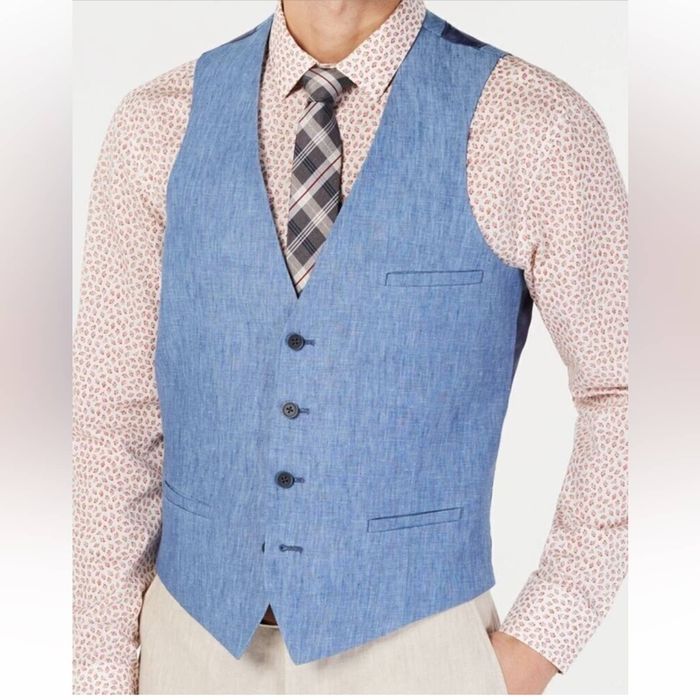 Bar Iii Bar III Men's Slim Fit Linen Suit Vest Small | Grailed