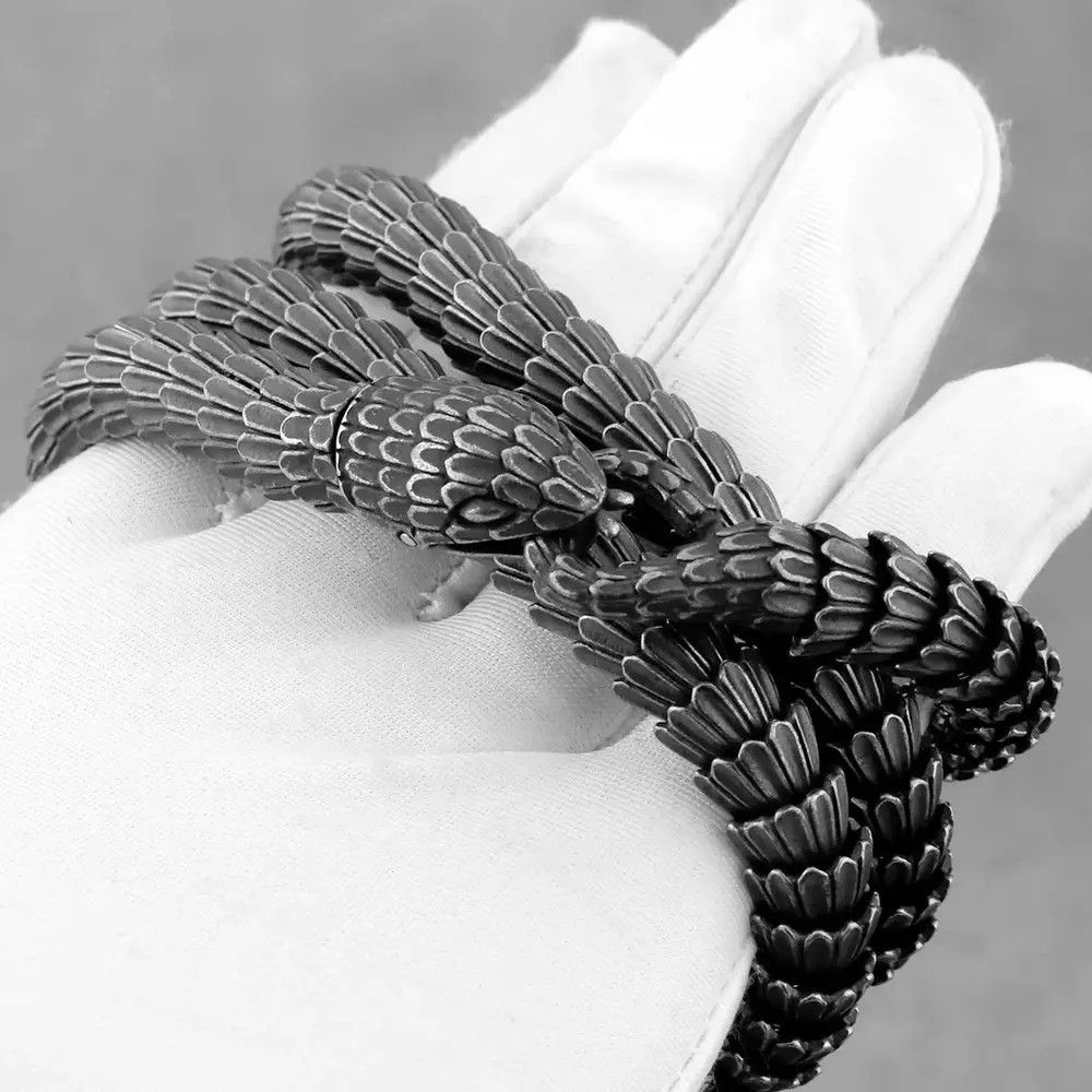 Cuban Link Chain Snake Dragon Ouroboros Necklace | Grailed
