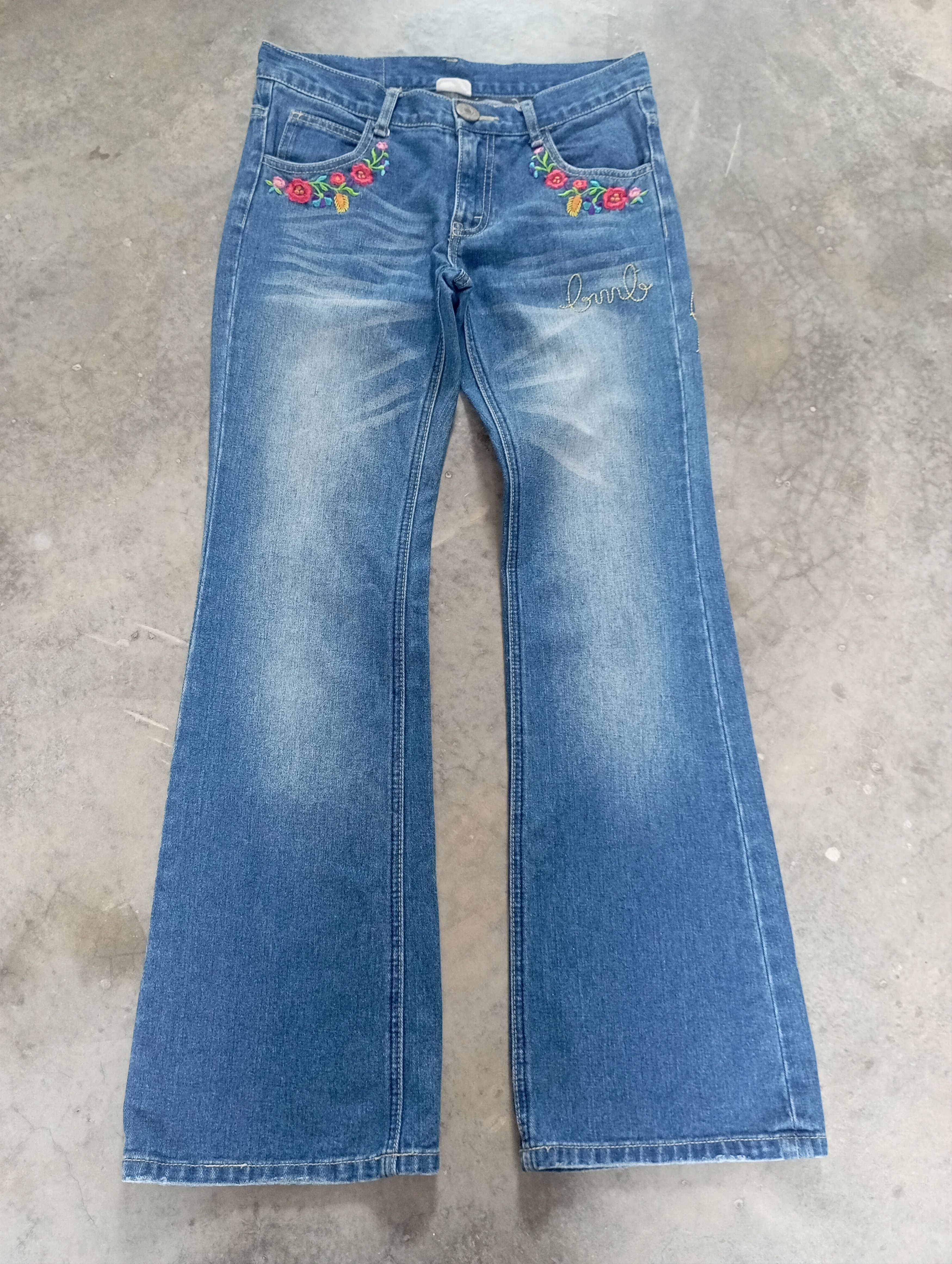 If Six Was Nine Flare Jeans Japan Blue Moon Blue Embroidred Jeans | Grailed