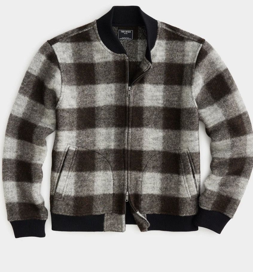 Todd Snyder Todd Snyder Brushed Buffalo Check Bomber in Espresso Bean ...