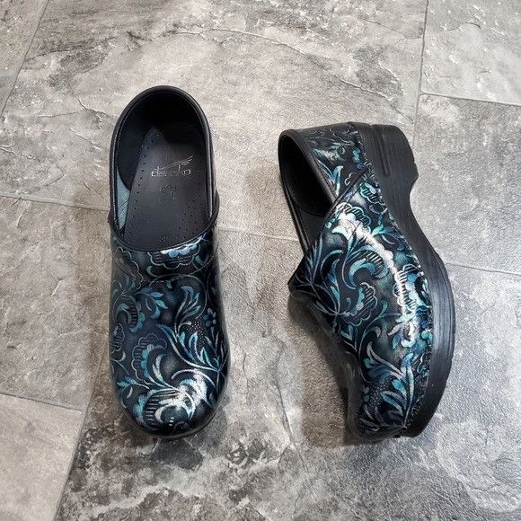 Dansko Dansko Professional Blue Damask Floral Vine Patent Leather | Grailed