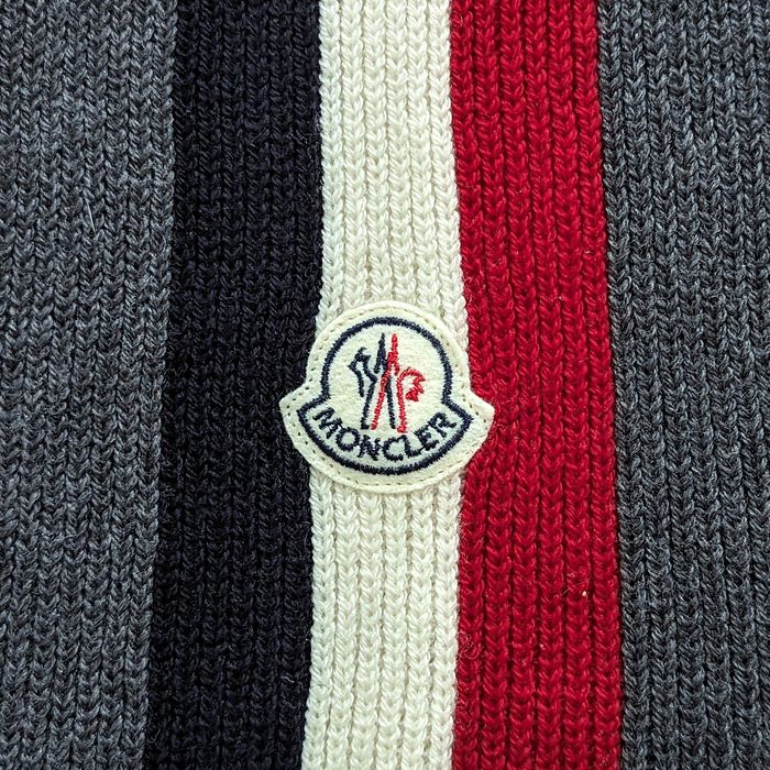 Moncler Moncler Stripe Detail Logo Patch Wool Scarf Made In Italy | Grailed