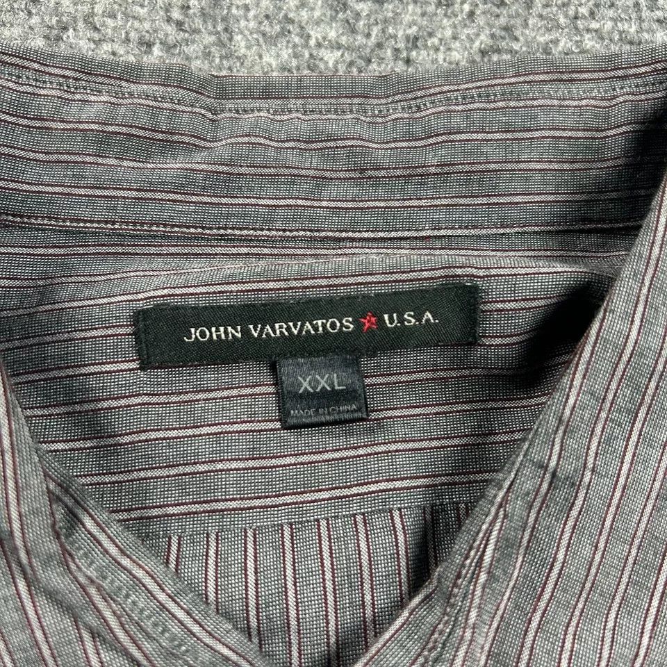 John Varvatos John Varvatos Shirt Mens 2XL Gray Striped Button Up XXL ...