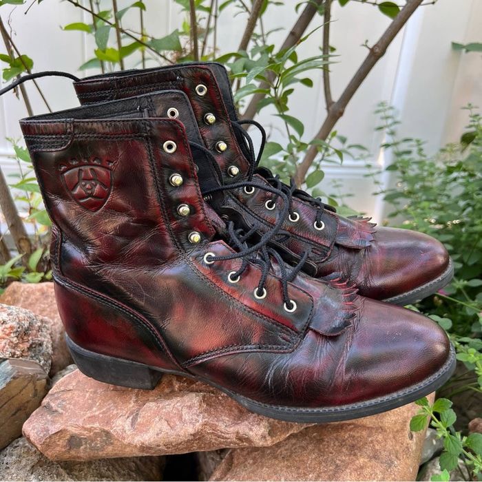 Ariat Ariat Black Cherry Roper Lacer Kilte Fringe Toe Cowgirl Boot ...