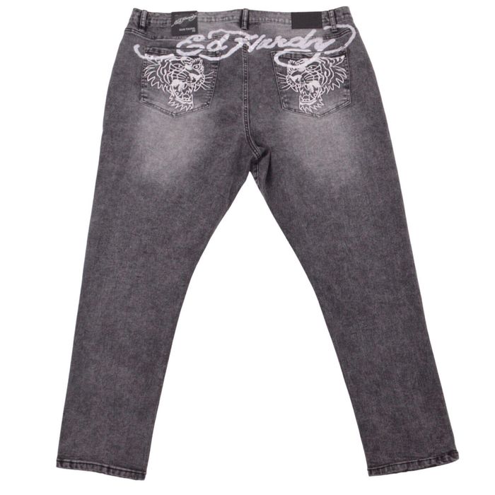 Ed Hardy NEW Ed Hardy Mens Jeans 42 Slim Taper Grey Denim Tiger | Grailed