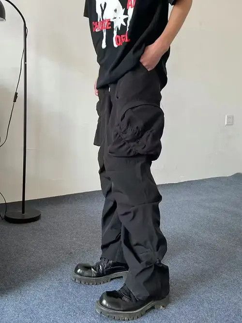 Vintage baggy pleated flared stack cargo pants | Grailed