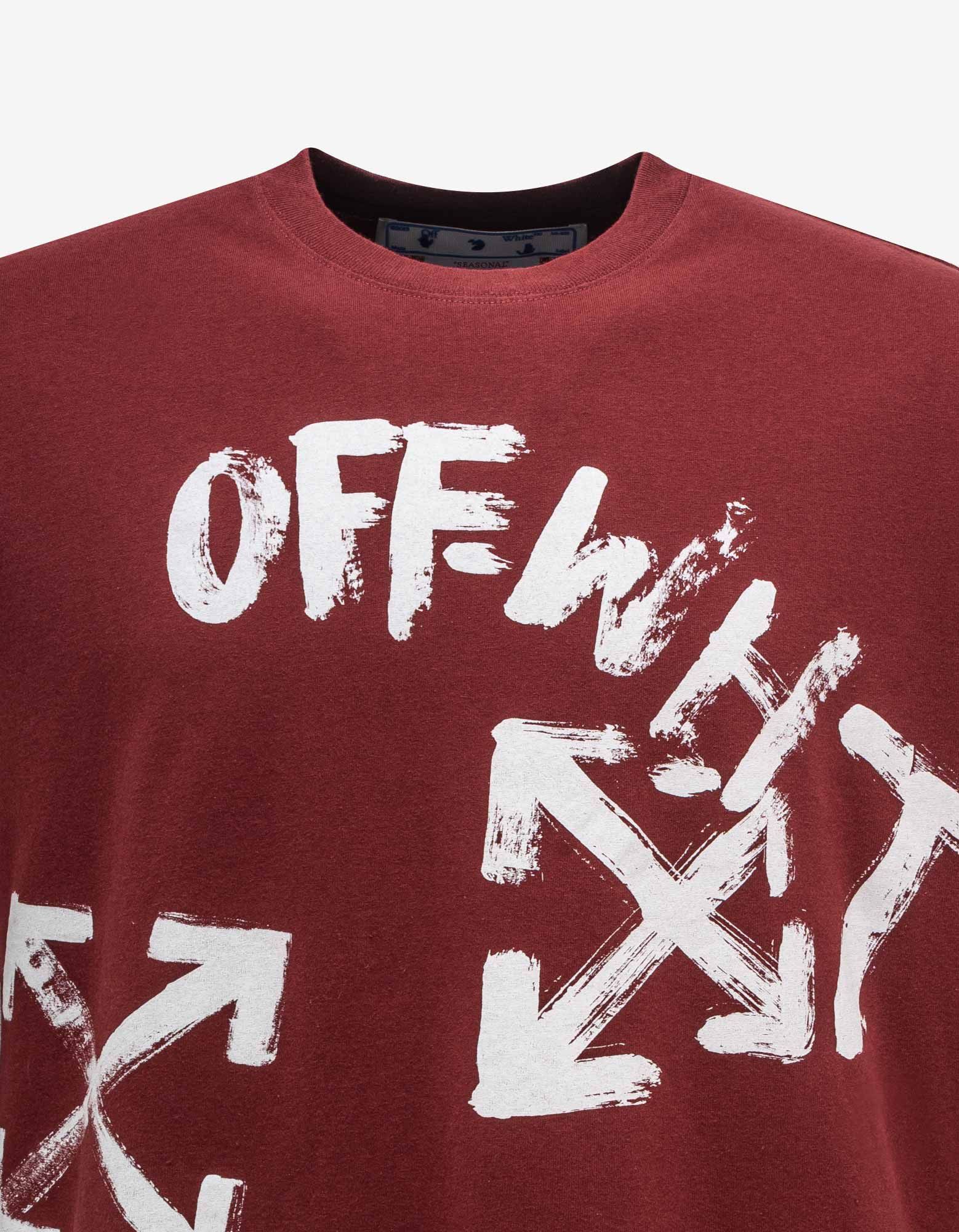 Off-White Burgundy Paint Script Oversized Skate T-Shirt | Grailed