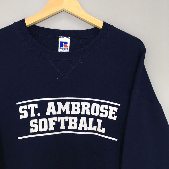 Vintage Vintage 90s St Ambrose Softball Blue Sweatshirt Large | Grailed