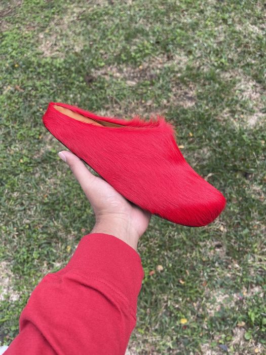 Marni Red Marni Fur clogs | Grailed