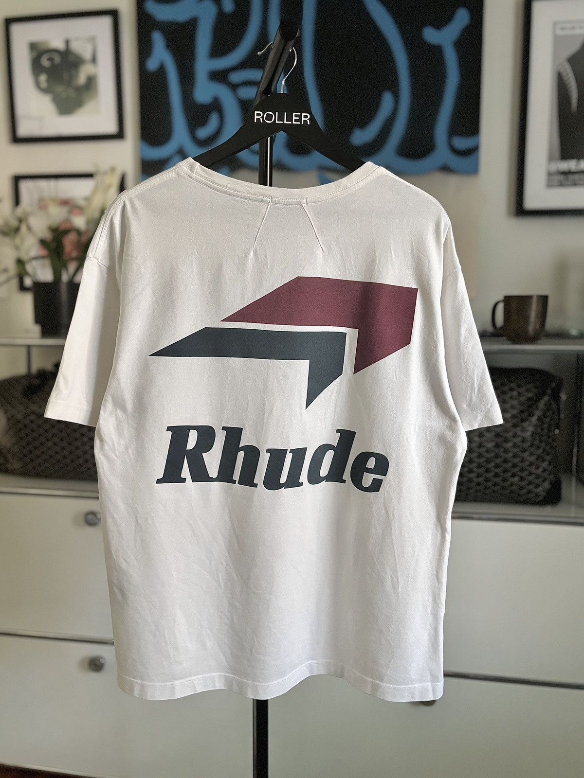 Rhude RHUDE TRACK RED BLUE LOGO TEE | Grailed