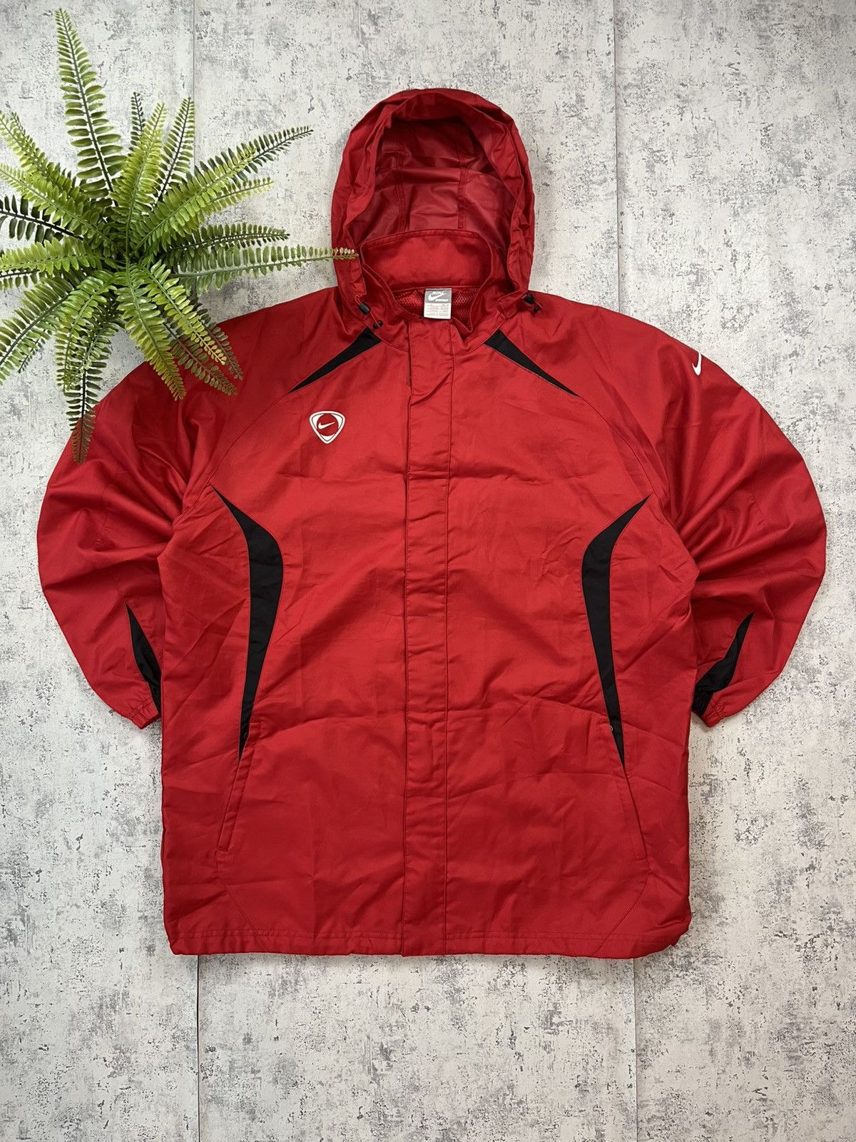Nike × Streetwear × Vintage 90’s NIKE TEAM HOODED RETRO TRACK JACKET ...