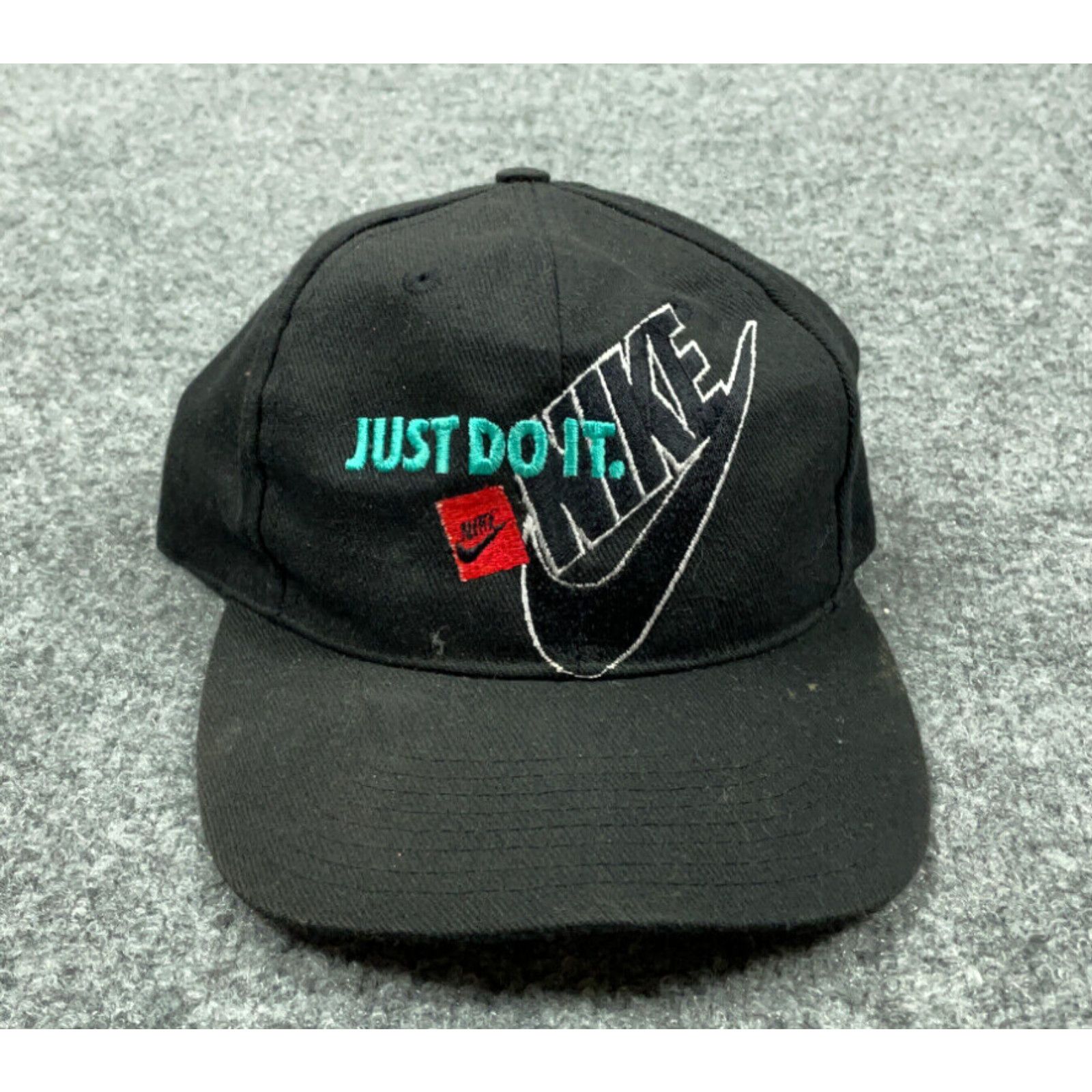 Nike Authentic Vintage 1990s Nike Black and Teal Big Check Embroidered ...