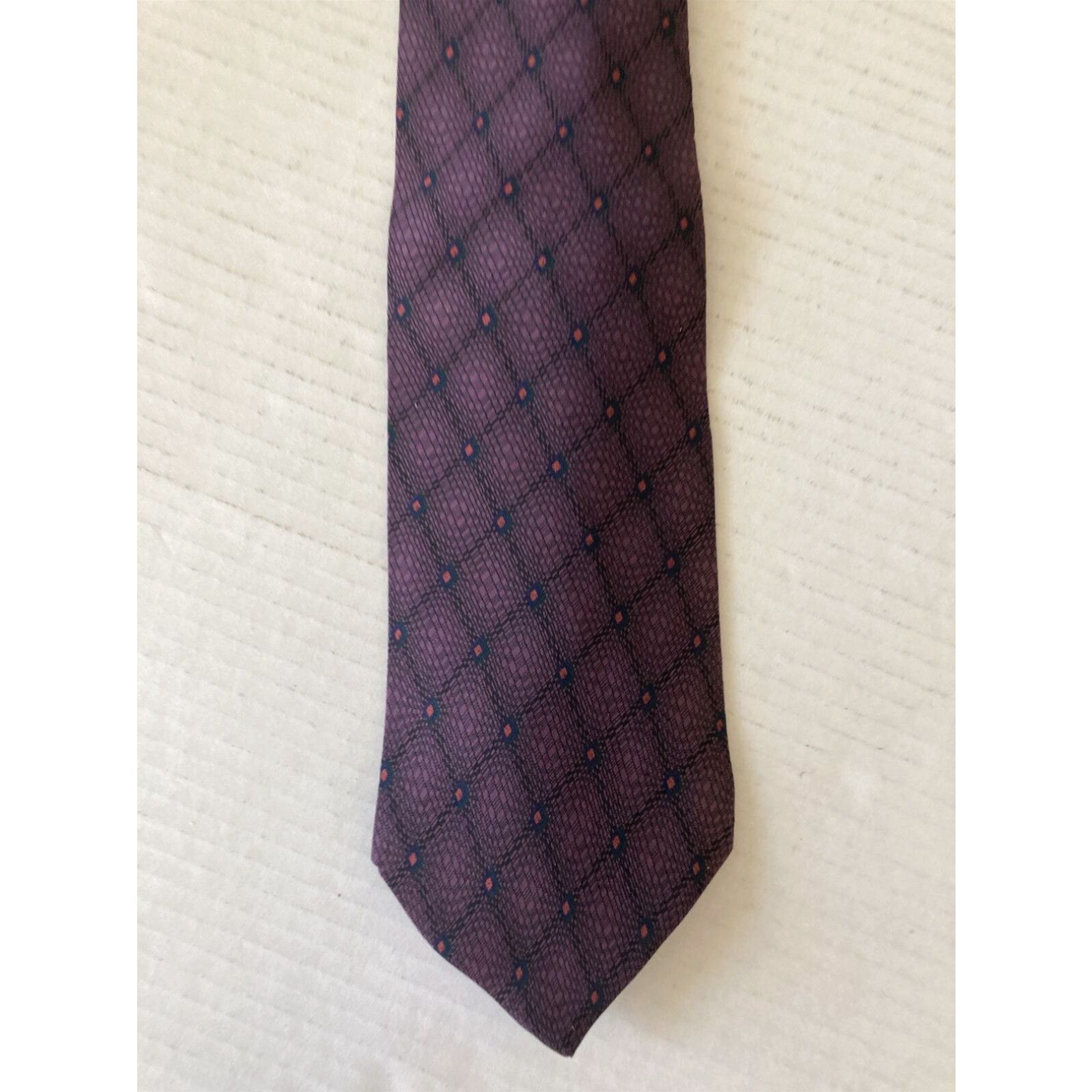 Vintage Mallory & Church Men's Necktie Tie Dark Purple Diamond Pattern ...