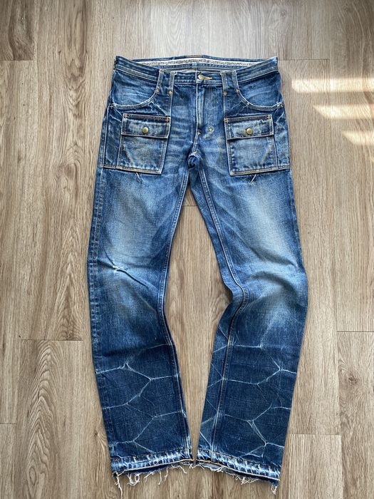 Number (N)ine NUMBER NINE FW07 HONEY COMB DISTRESSED PAIN DENIM JEANS ...