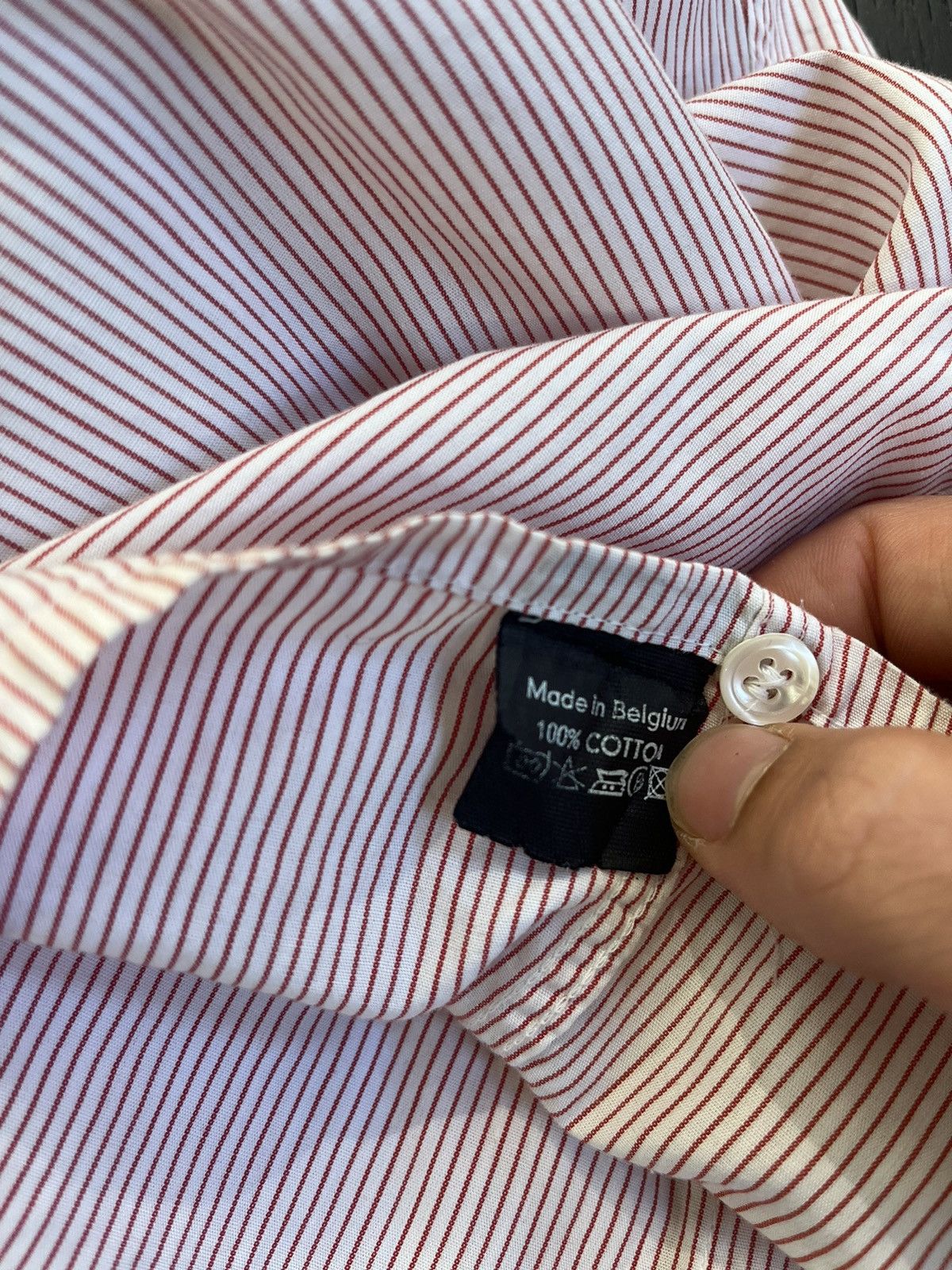 Raf Simons Raf Simons SS 2002 Patch Distressed Pinstripe Shirt | Grailed