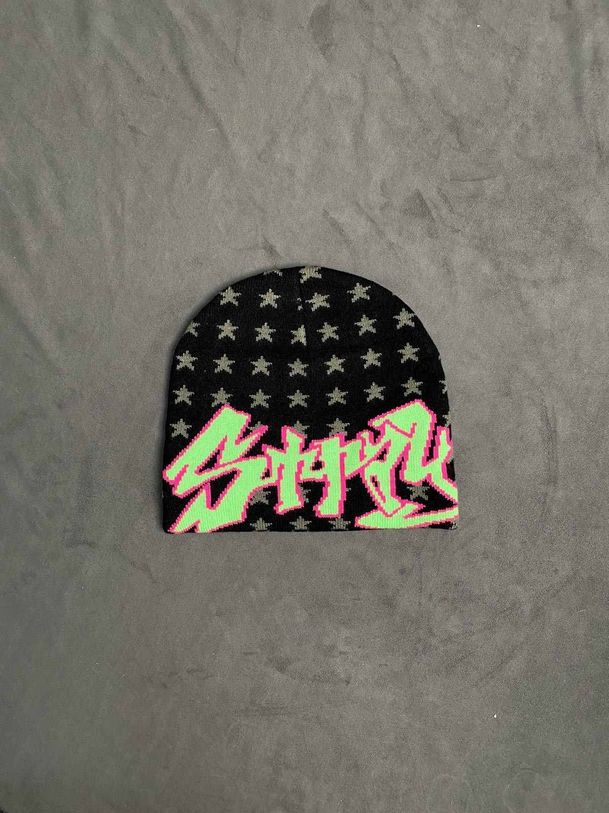 Stray Rats Rare Stray Rats Grafflection Stars Skully No Cuff Beanie BLK ...
