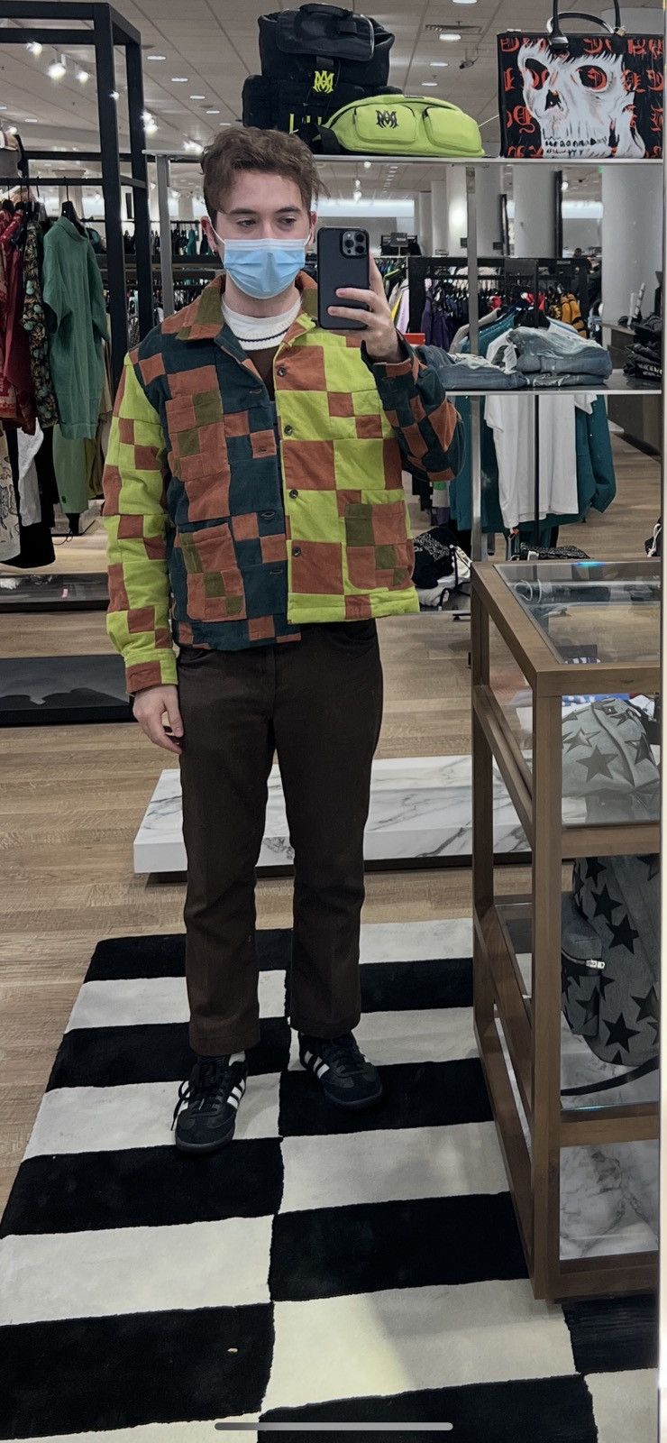 Bode Bode Four Patch Green Corduroy Patchwork Jacket | Grailed