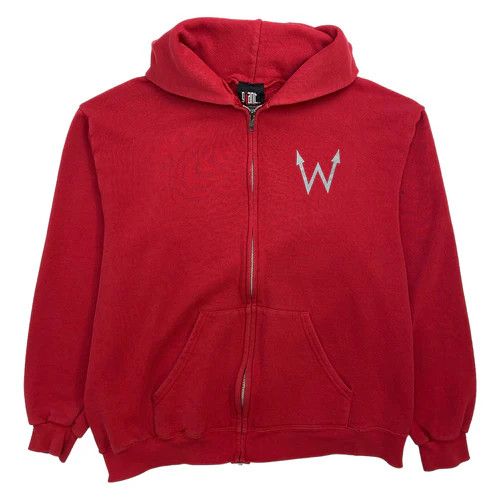 Giant 2002 WEEZER ZIP UP HOODIE RED | Grailed