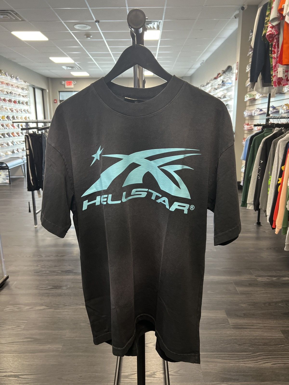 HELLSTAR Hellstar Classic Logo Gel Black/Light Blue T-Shirt | Grailed
