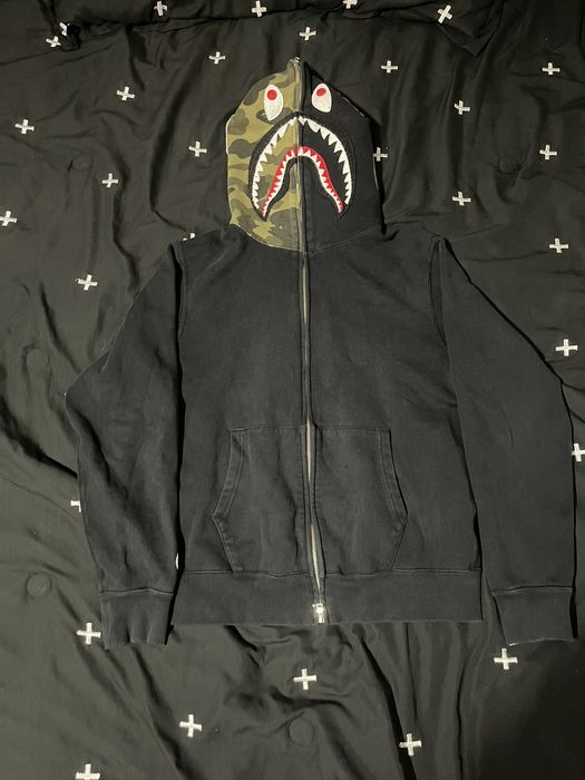 Bape BAPE Shark Full Zip Hoodie (Half Camo Hood) | Grailed