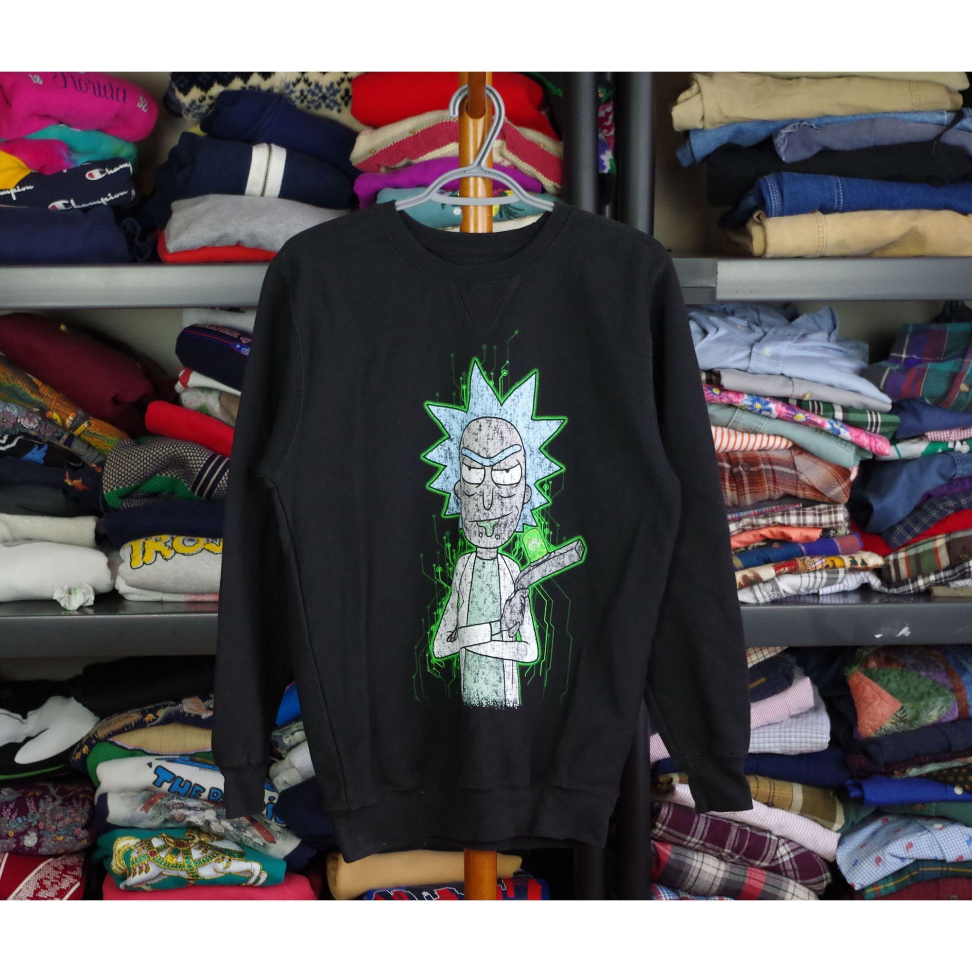 Streetwear Rick and Morty Men's Medium Rick Sanchez Cartoon Sweatshirt ...