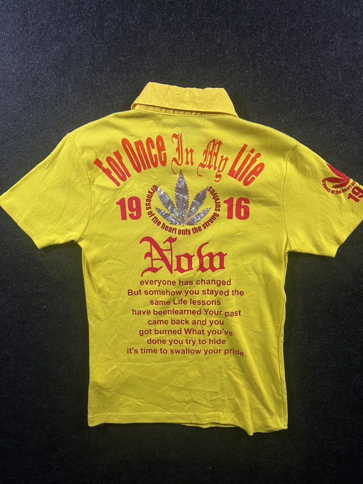 In The Attic In the attic weed ganja leaf poem fitted polo | Grailed