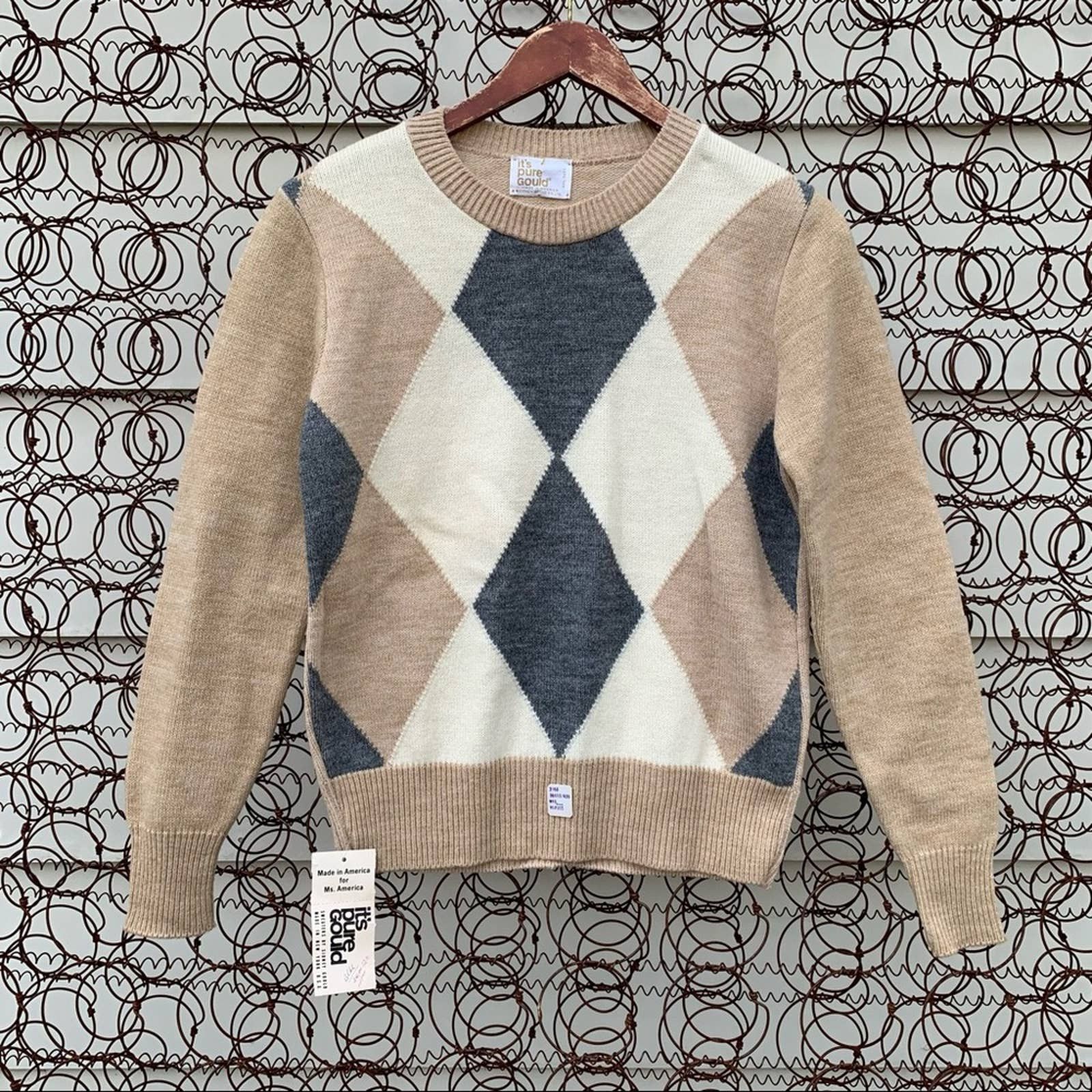 Vintage Vintage 50s Deadstock It’s Pure Gould argyle diamond sweater ...