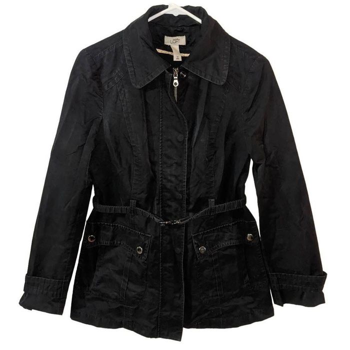 Ann Taylor Ann Taylor Loft Black Midweight Basic Utility Jacket with Be ...