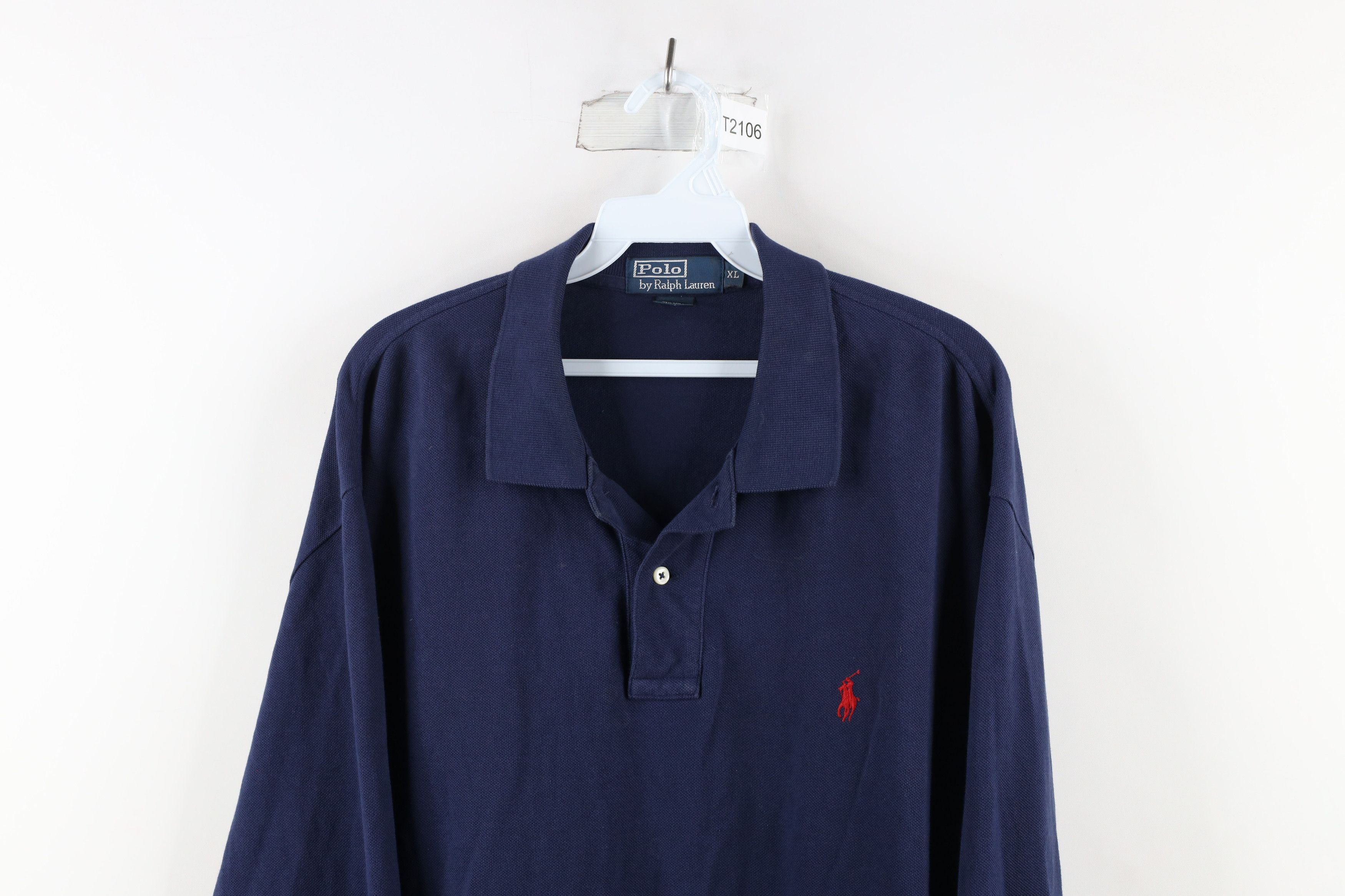 Ralph Lauren × Vintage Vintage 90s Ralph Lauren Long Sleeve Rugby Polo Shirt Blue | Grailed