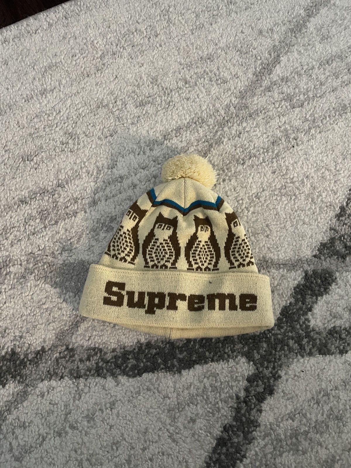 Supreme *RARE* Vintage Supreme ‘Owl’ Beanie SS11 WHITE COLORWAY | Grailed