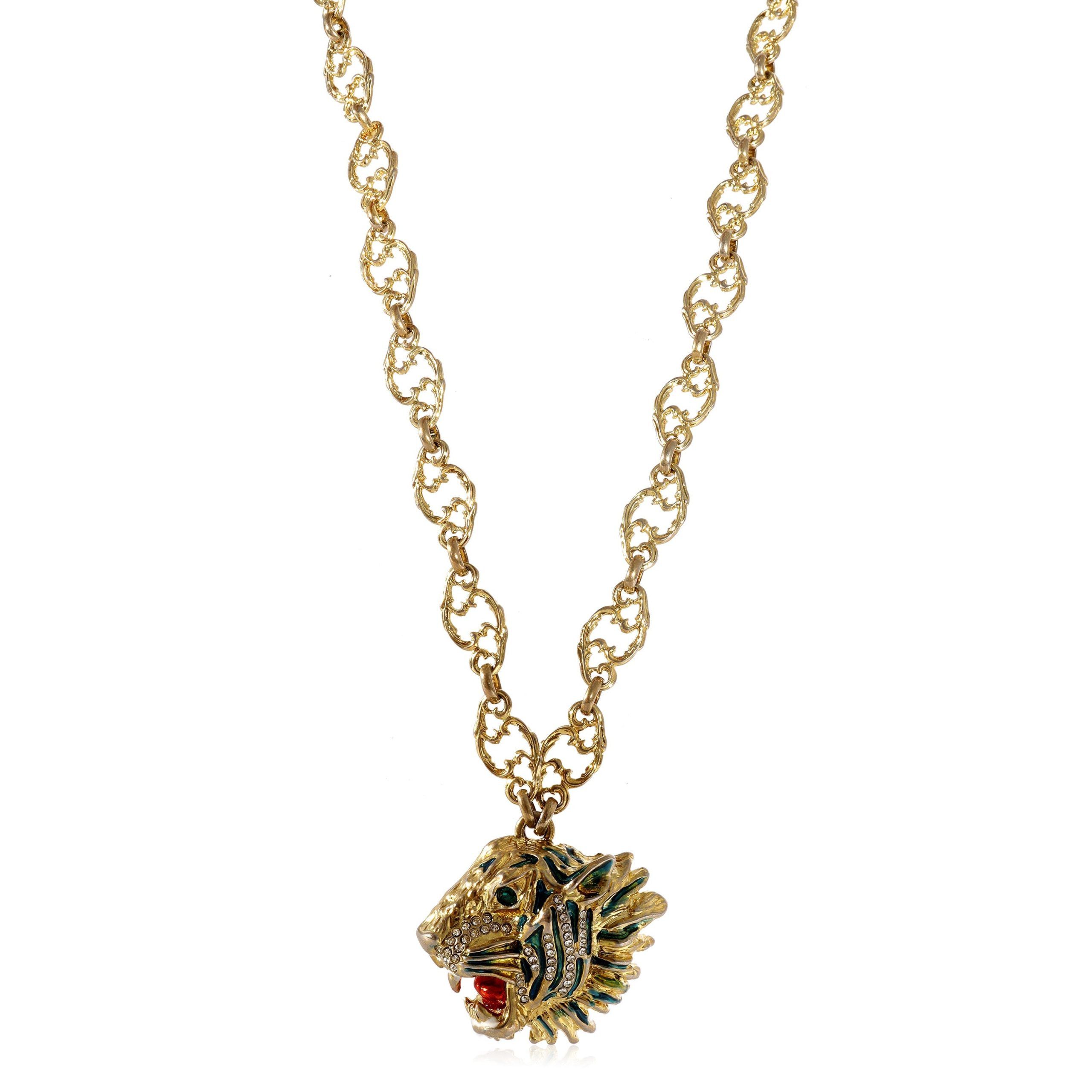 Gucci Gucci Gold Tone Rajah Roaring Tiger Pendant Necklace | Grailed