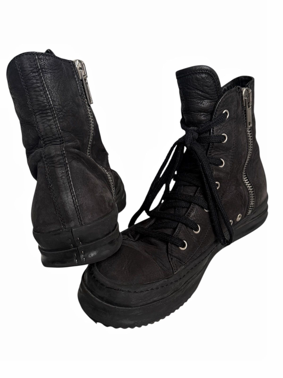 Rick Owens RARE OG Staple Soft Leather Triple Black Ramones | Grailed