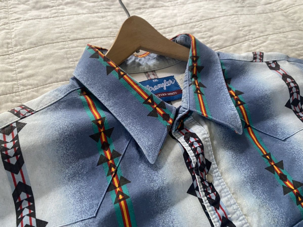 Made In Usa × Vintage × Wrangler Aztec western shirt Xxl | Grailed