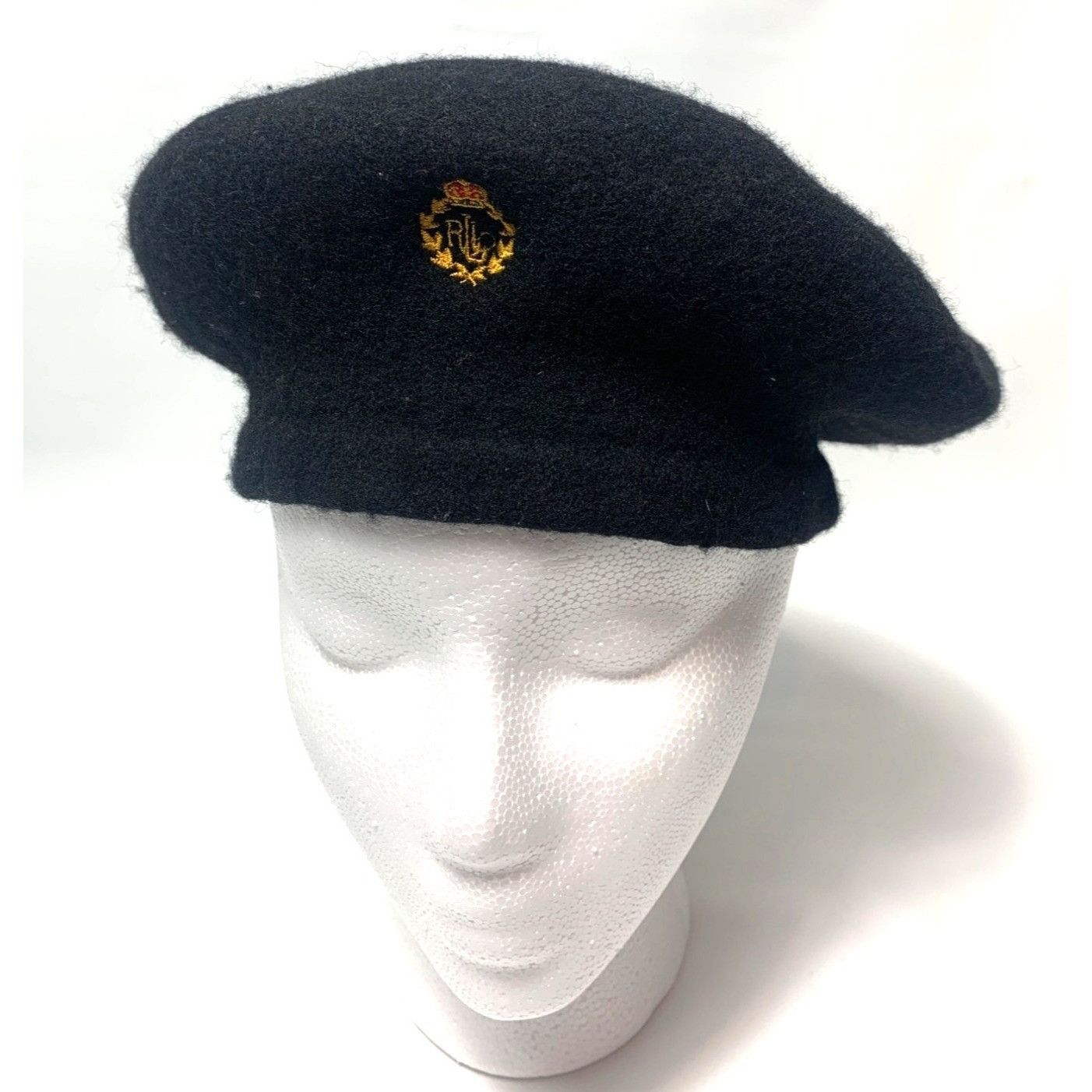 Lauren Ralph Lauren Lauren Ralph Lauren Black Wool Royal Crown Beret ...