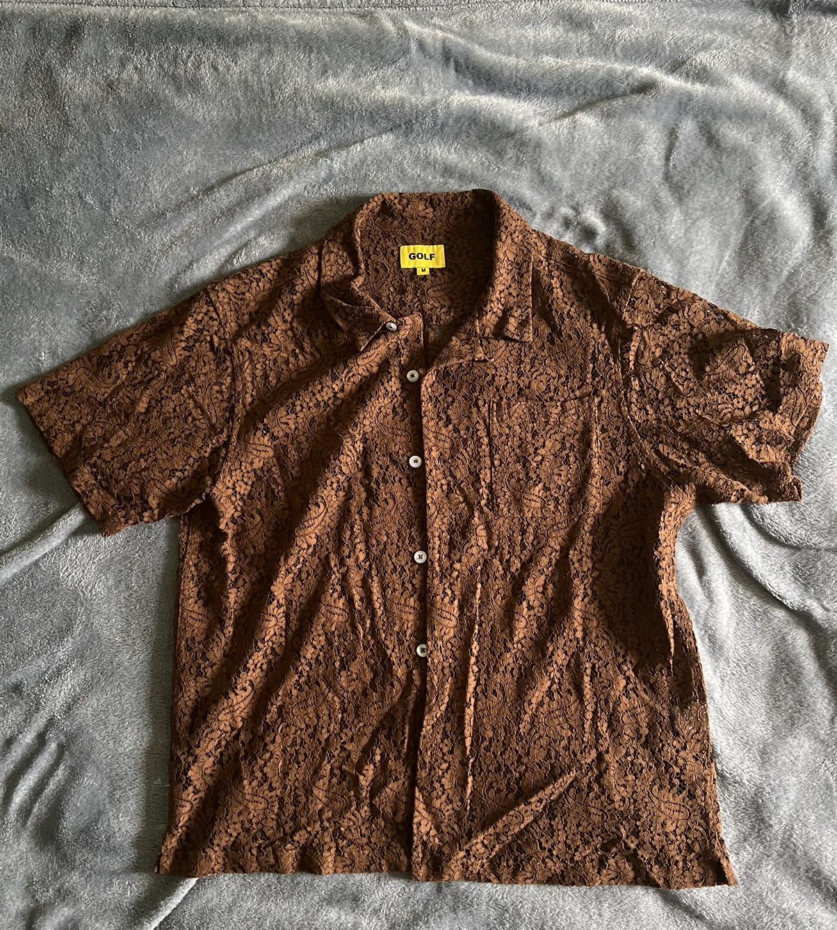 Golf Wang × Tyler The Creator × Vintage Golf Brown Lace Button Up shirt | Grailed