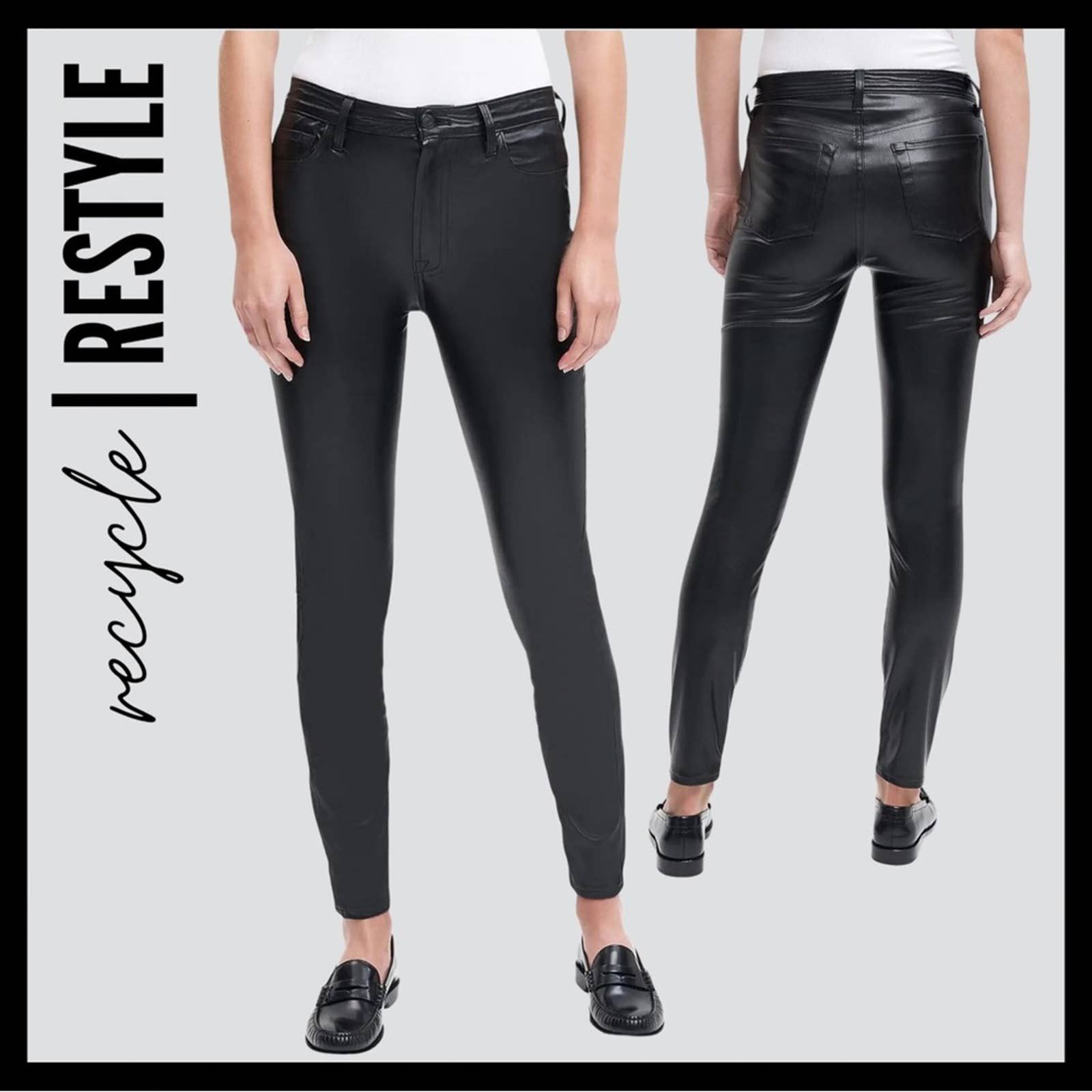 7 For All Mankind 7FAM Skinny Vegan Leather Pants in Black | Grailed