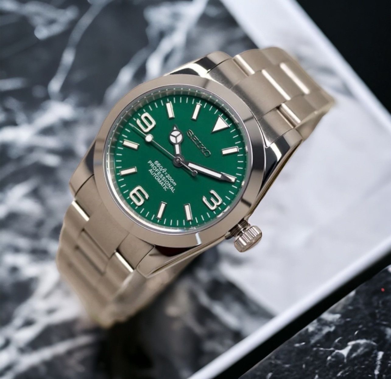 Seiko Seiko Mod Explorer 1 Green Dial Steel Automatic Watch 36mm | Grailed