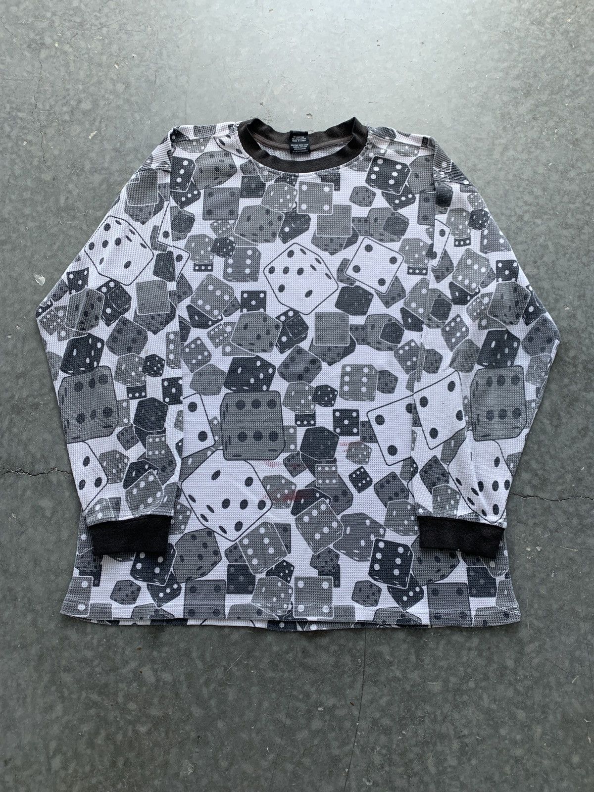 Vintage Crazy Cyber Y2K Dice AOP Waffle Thermal Longsleeve | Grailed