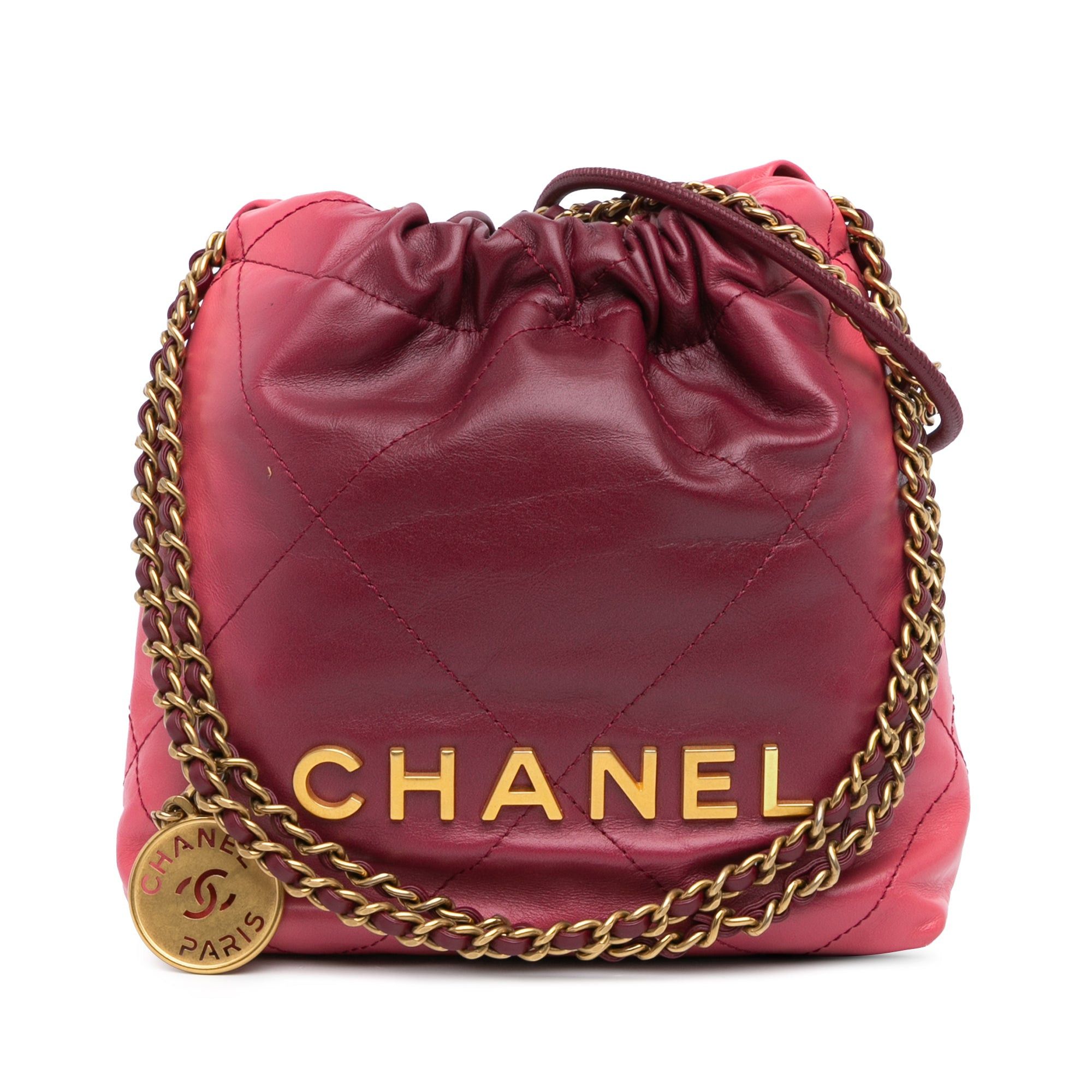 Chanel Red Mini Shiny Calfskin Ombre 22 Handbag Satchel | Grailed