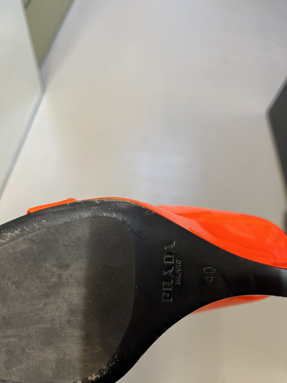 Prada Prada Flame Patent Leather Orange Heels | Grailed