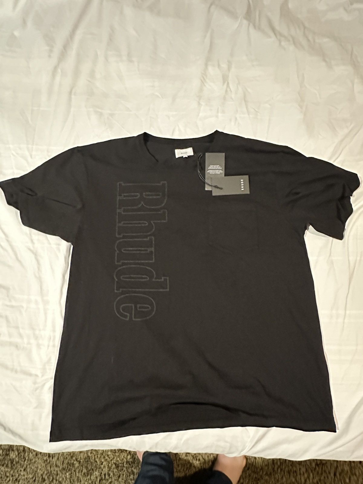 Rhude Black on black monogram pocket tee | Grailed