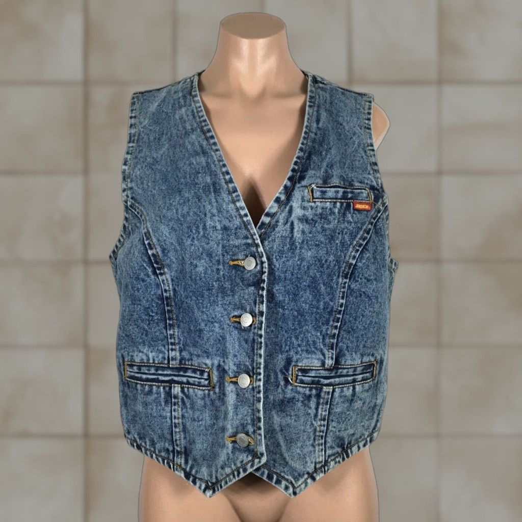 Jordache VINTAGE Jordache Denim Vest 90s Acid Wash Women’s Medium Floral | Grailed