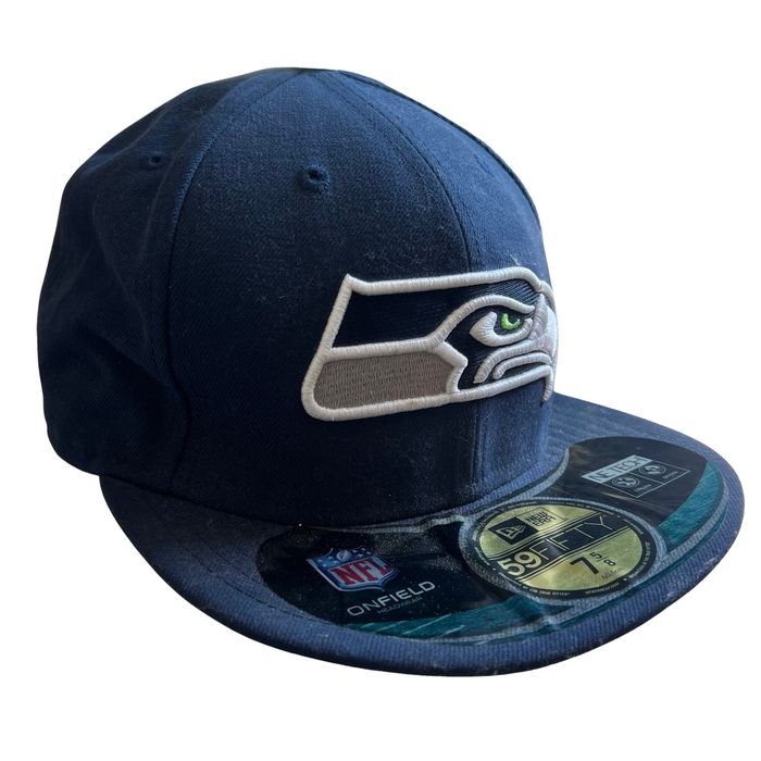 New Era Seattle Seahawks New Era Fitted Hat Navy Green NEW 7 ⅝ NFL ...