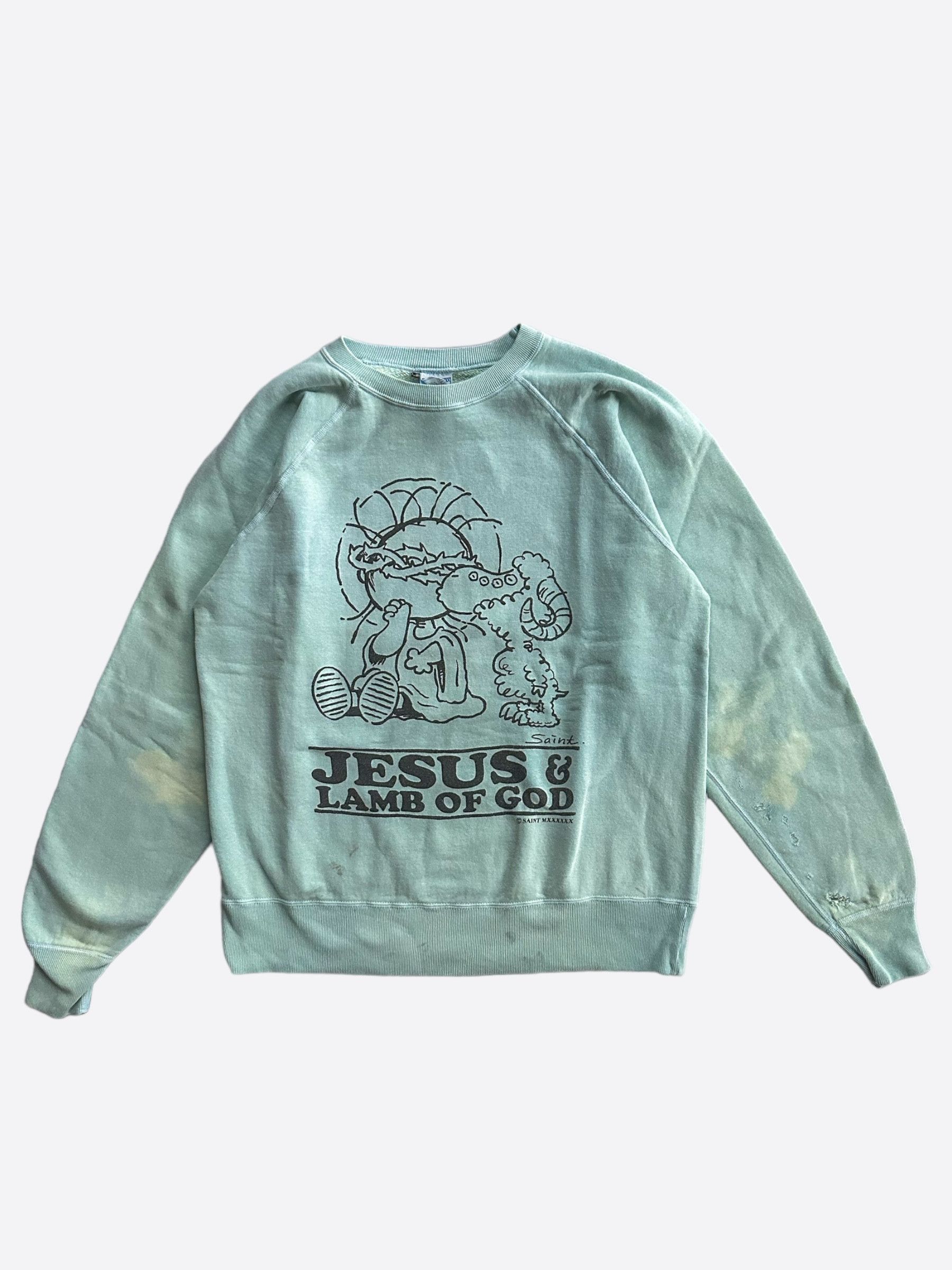 Saint Michael Saint Michael Light Blue Jesus & Lamb Of God Sweater ...